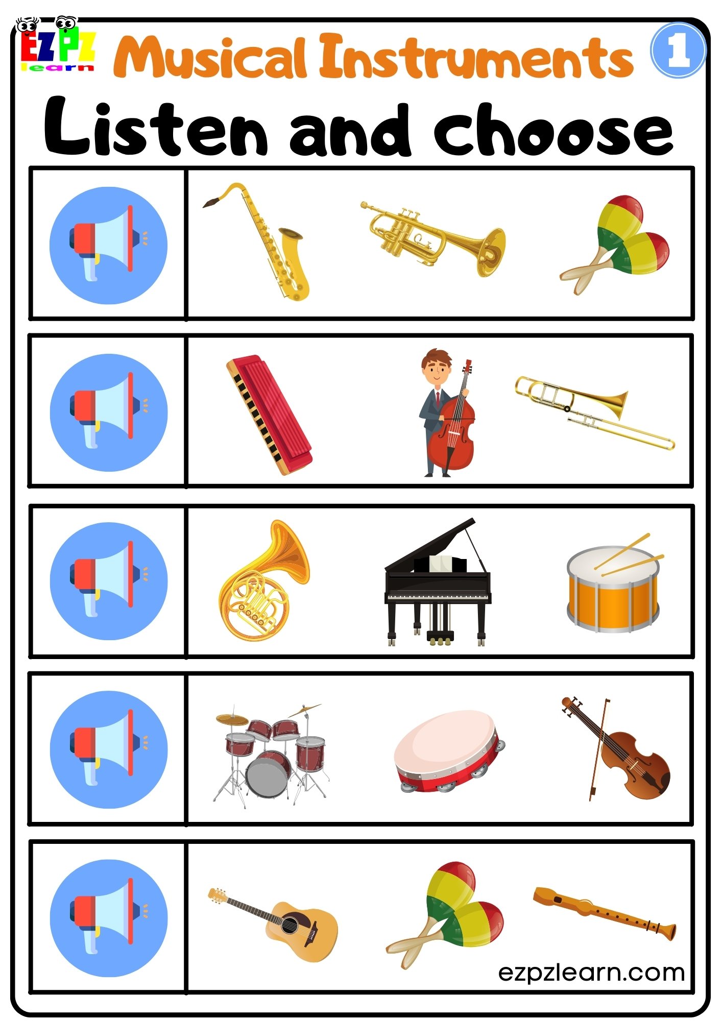 Music Instrument Worksheets For Preschoolers Free Music Worksheets For